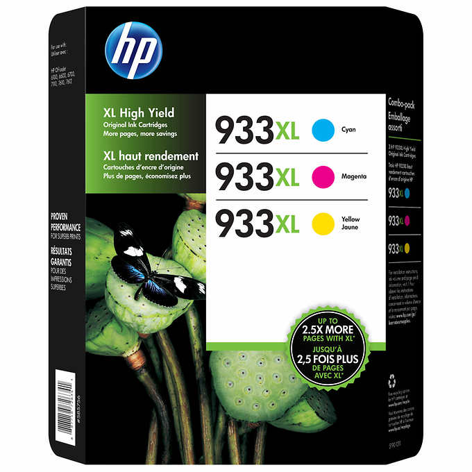 Genuine HP 933XL High Yield C/M/Y Ink Cartridges (D8J65BN), Combo 3 ...