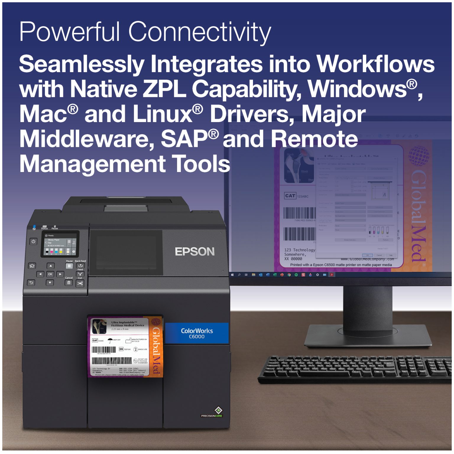 Epson ColorWorks CW-C6000A 4″ Color Inkjet Label Printer with Auto ...